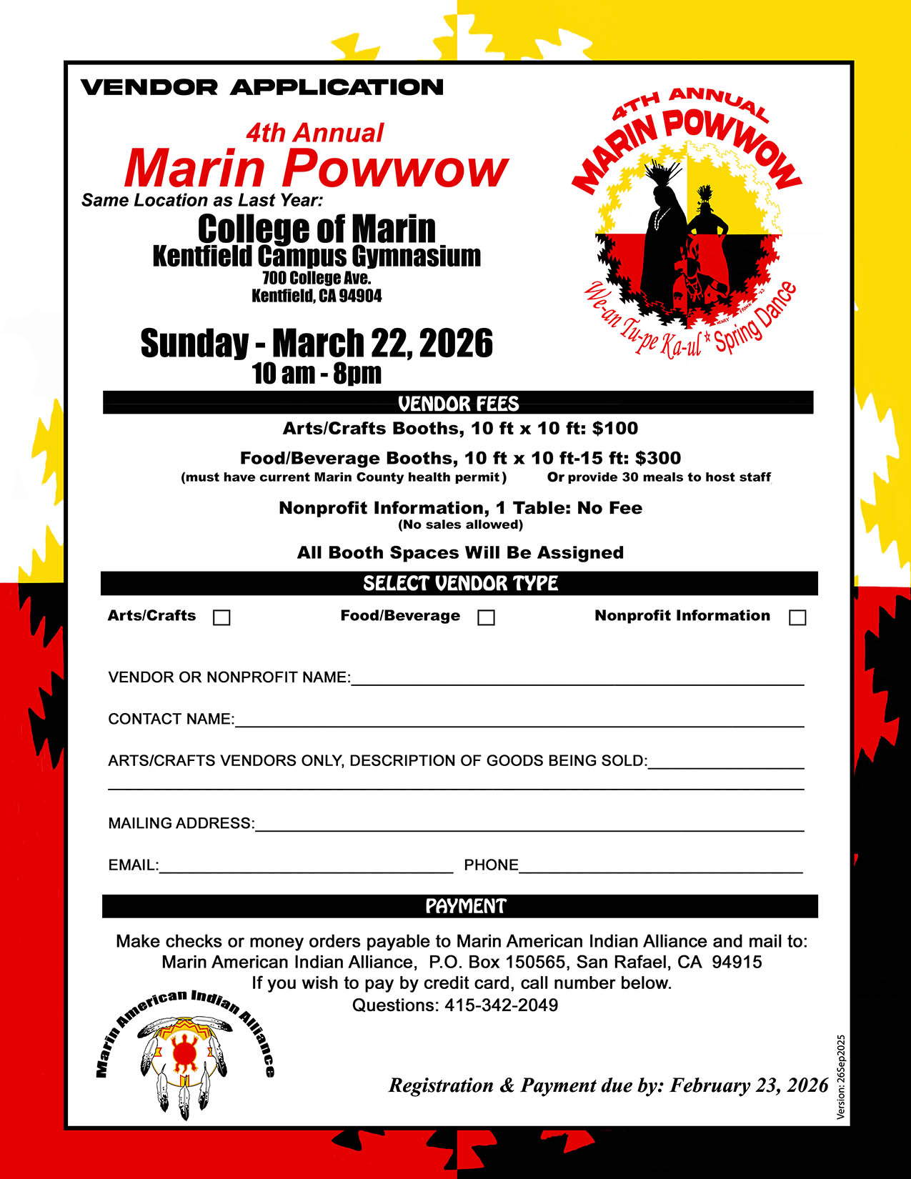 Vendor Application – Marin American Indian Alliance
