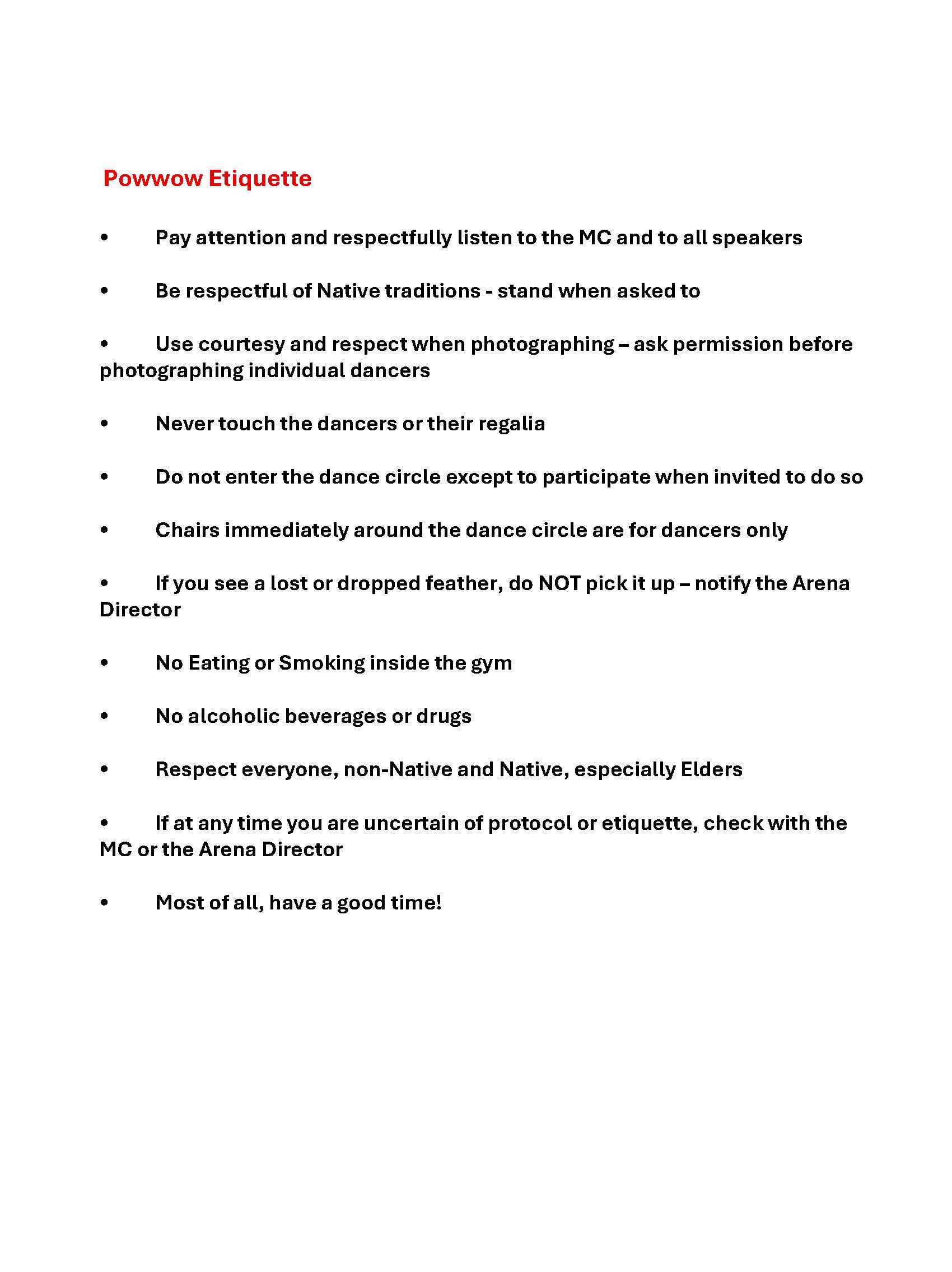 Powwow Etiquette – Marin American Indian Alliance
